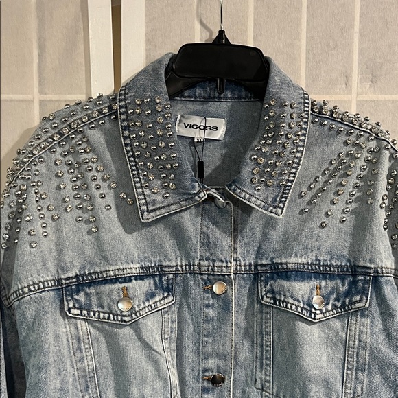 Vigoss | Jackets & Coats | Vigoss Blue Denim Jacket With Crystal Silver ...